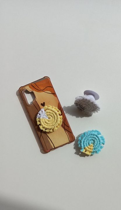 Macrame Moon Dual Color Pop Socket - Cute Pop Socket for Girls, Mobile ...