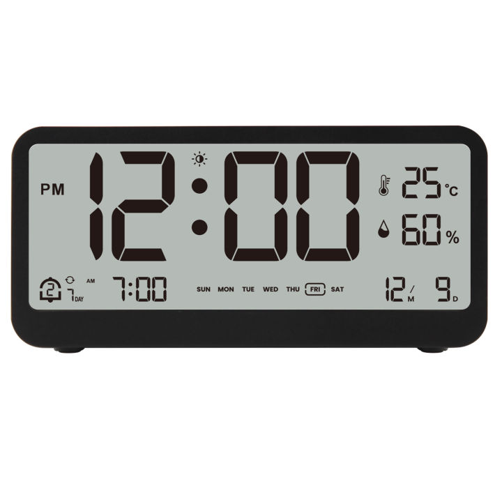 8001-EN Digital Clock Brightness Temperature Humidity Displaying Alarm ...