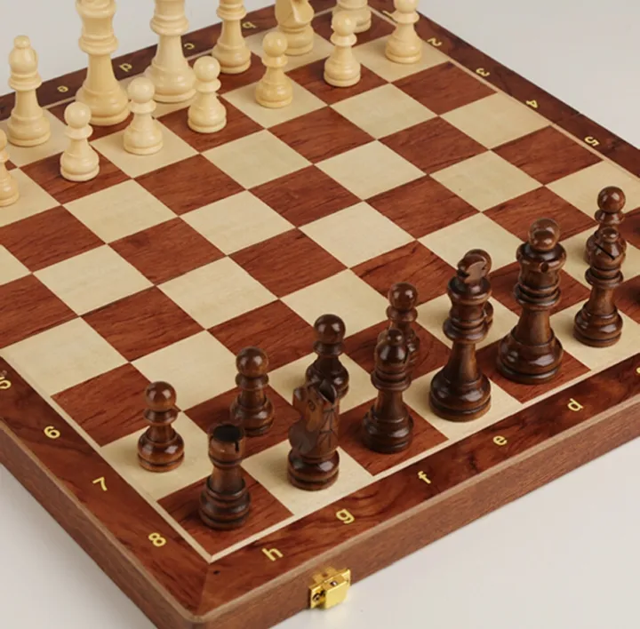 wooden chess set – 32 Handcrafted Pieces – Portable Travel Chess Board ...
