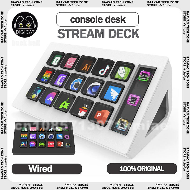 StreamDeck Mini Visual Keyboard LCD Button 15Keys Live Content Creation Controller Custom Button ...