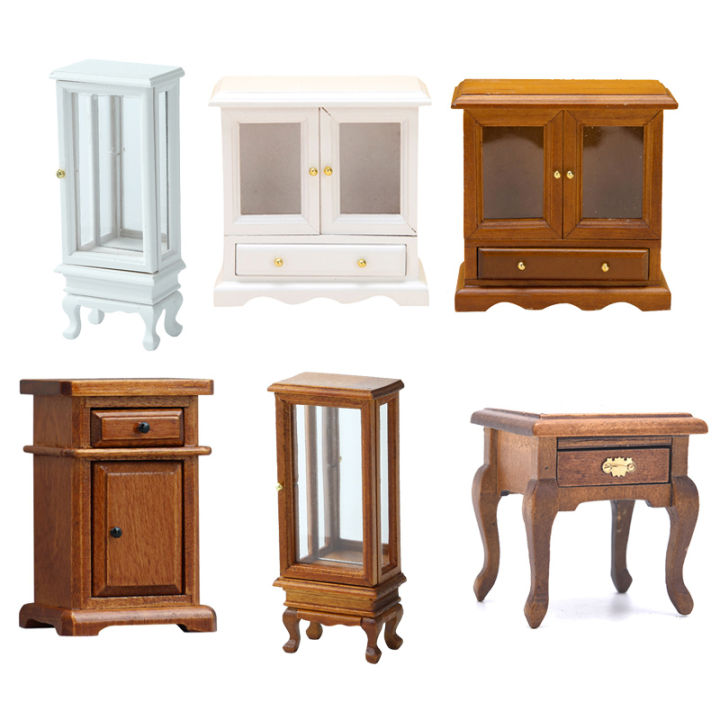 1PC Simulation Glass Cabinet Cupboard Model Dollhouse Miniature Storage ...
