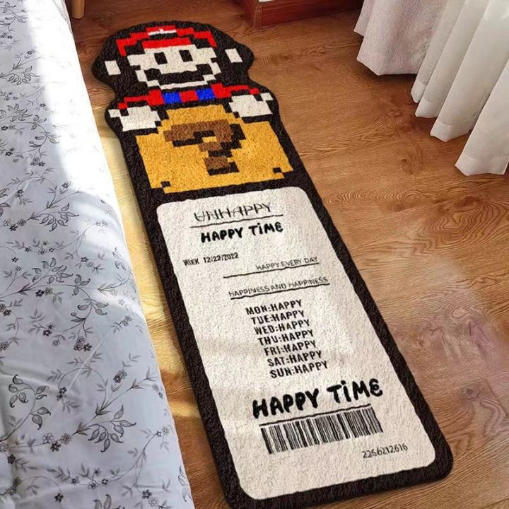 Super Mario Bros Carpet Anime Imitation Cashmere Floor Mat for Living ...