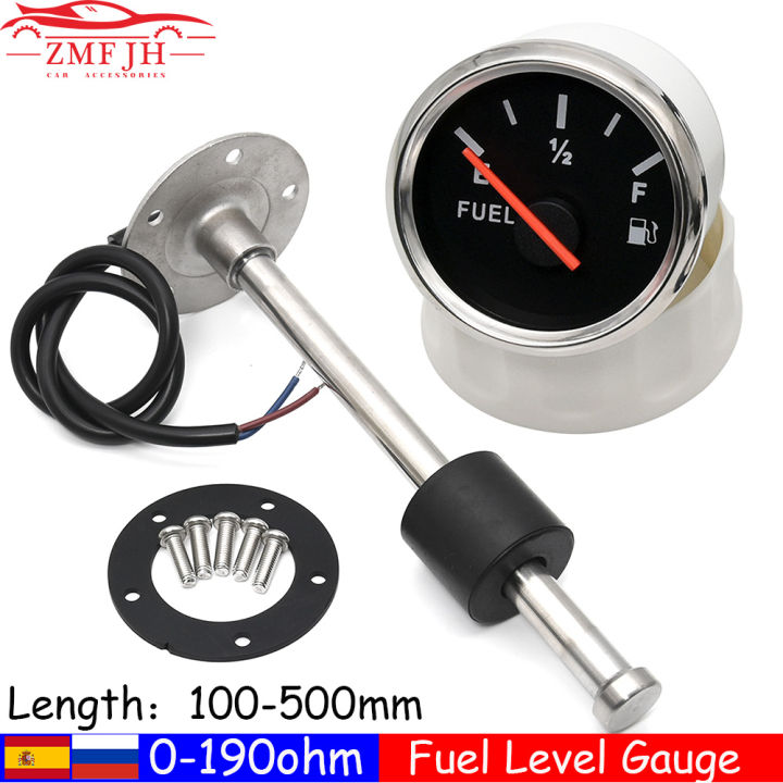 Red Light 2" 52mm Fuel Level Gauge with Stainless Steel Fuel Level Sensor 0~190 ohm For Auto Car ...
