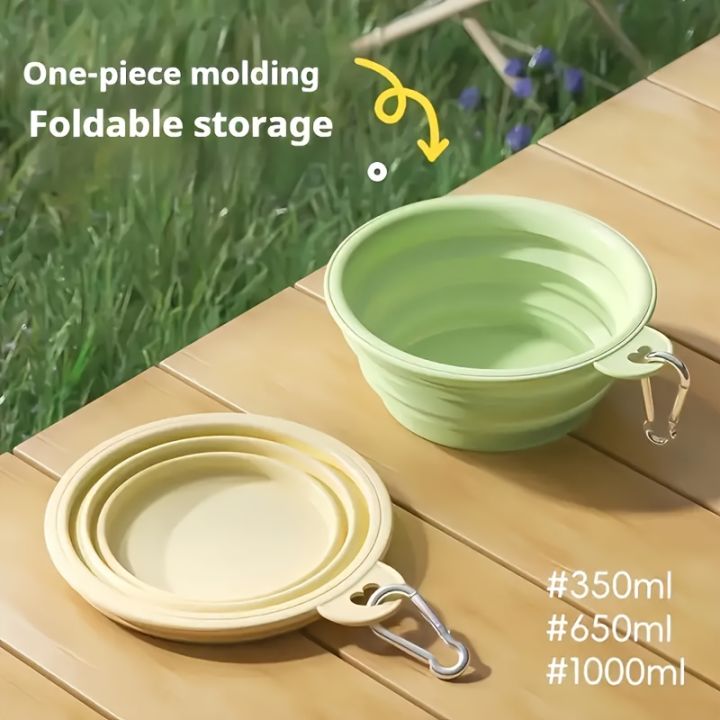 Portable Silicone Pet Bowl for Dogs Cats 350ml Collapsible Travel Dish ...