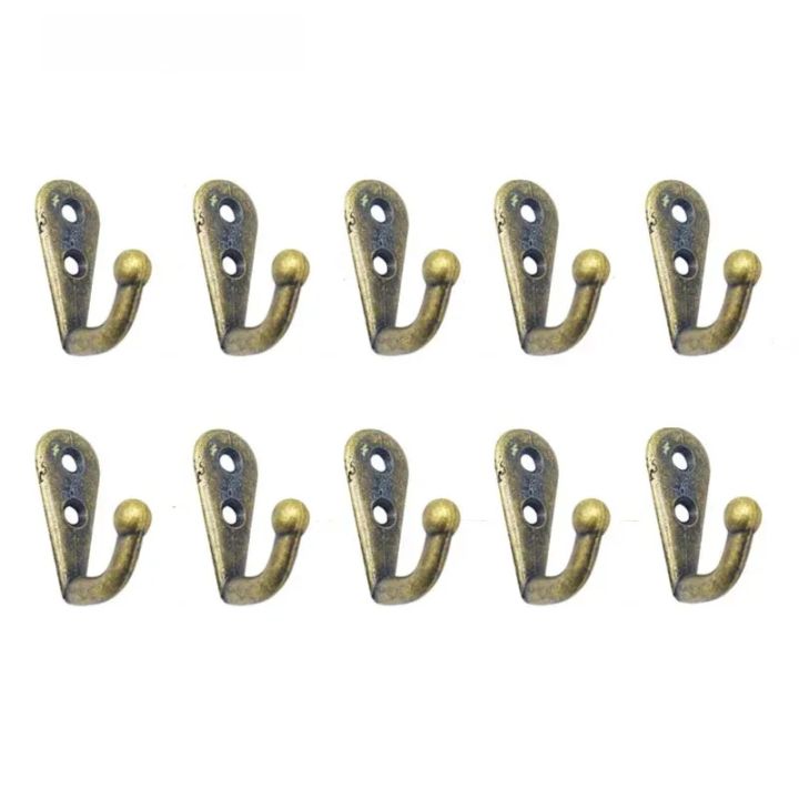 10pcs Vintage Wall Mounted Single Prong Hook Retro Mini Size Bronze ...