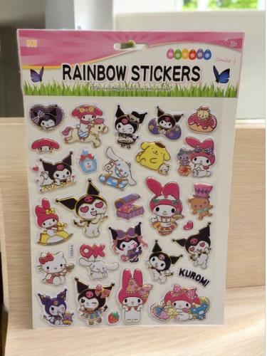 Sanrio Sticker Cartoon Hello Kitty Kuromi Laser Sticker Decals ...