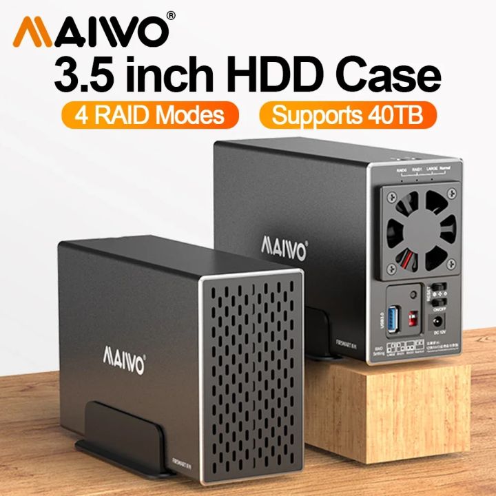 MAIWO 3.5 Inch HDD Case SATA RAID Storage Enclosure Dual Bay Hard Drive ...