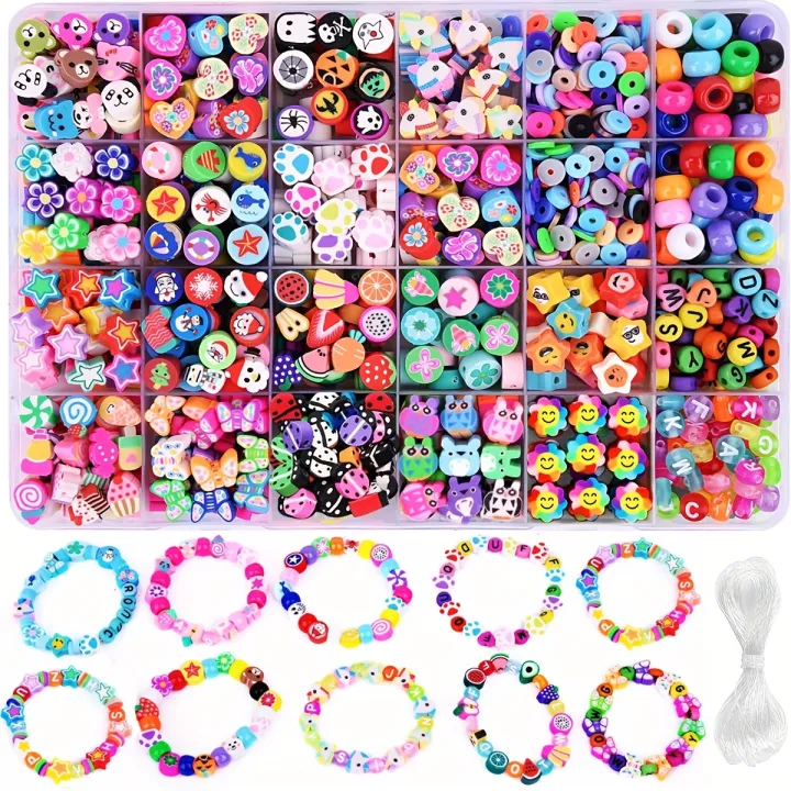 DIY Clay Beads set for Bracelet Necklace Making 3 Boxes Jewelry Making ...