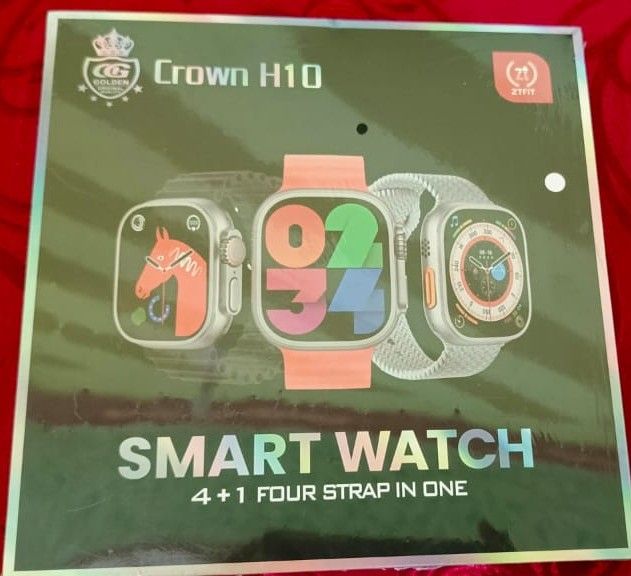 "Crown H10 Series 9 Smartwatch - 4+1 Strap Bluetooth Fitness Watch with ...