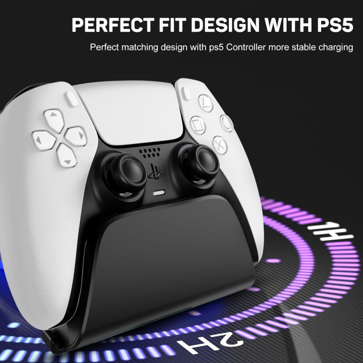 LinYuvo Quick Charging Stand for PlayStation 5 with RGB Light, Curved ...