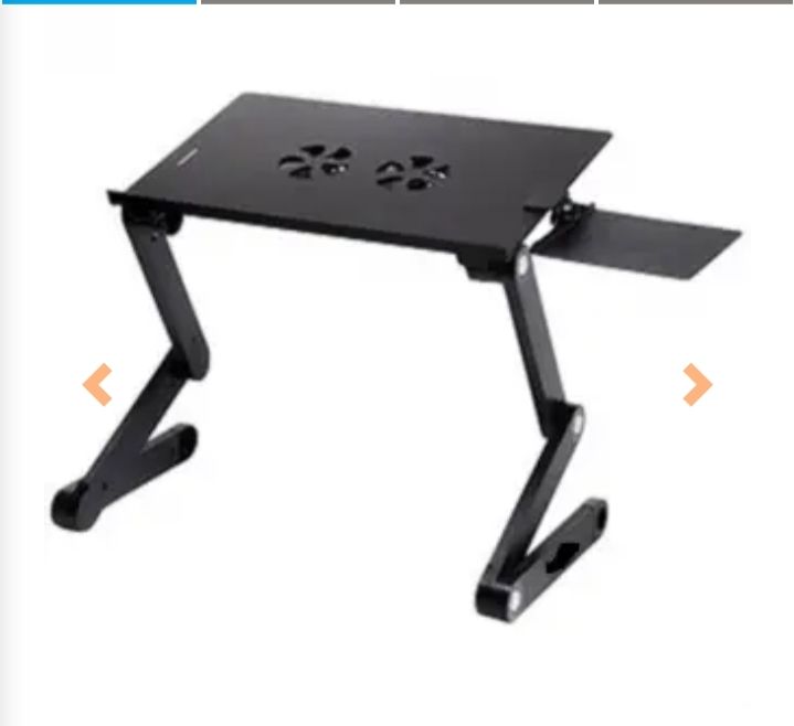 Adjustable Aluminium Laptop Table Stand with Cooling Pad | Daraz.pk