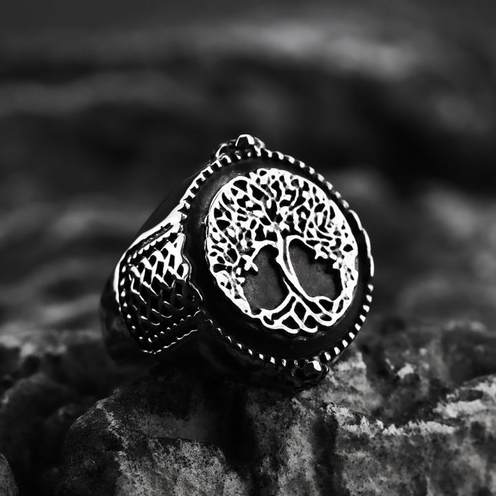 Nordic Stainless Steel Men's Ring Casting Viking Tree of Life Ring ...