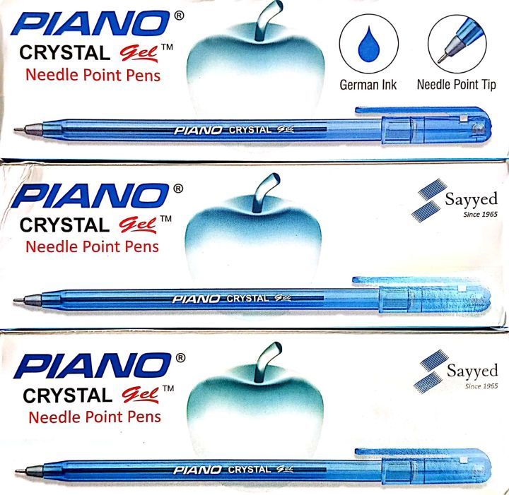Piano Crystal Gel pen- Liquid Ink pen pack of 3 colour blue black red ...