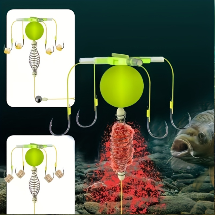 Fishing Bait Cage Carbon Steel String Hook Fishing Set Anti Winding ...