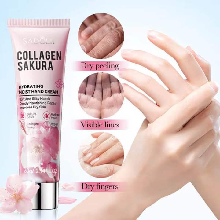 SADOER Sakura Collagen Hand Cream Hands Moisturizing Nourishing Brightening Hydrating Hands ...