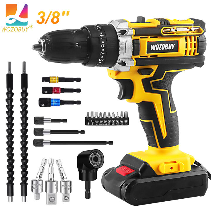 21V Cordless Drill or 32pcs Drill Accessories,10MM 3/8'' Keyless Chuck ...