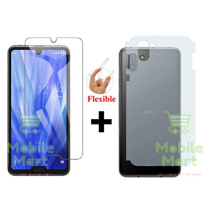 Sharp Aquos R3 Ultra-Strong Gorilla Glass Screen Protector + Matte Back ...