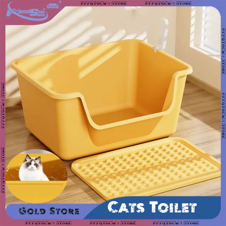 Cat Litter Box Large Capacity Semi-closed Plastic Anti-Splash Cats ...