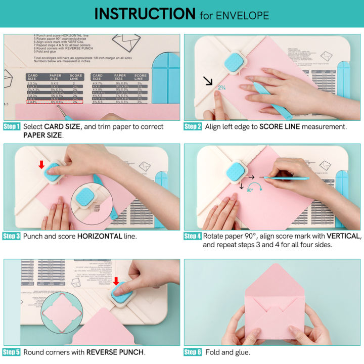 3-in-1 Punch Board for Envelopes Gift Boxes Bows with Indentation Pen ...