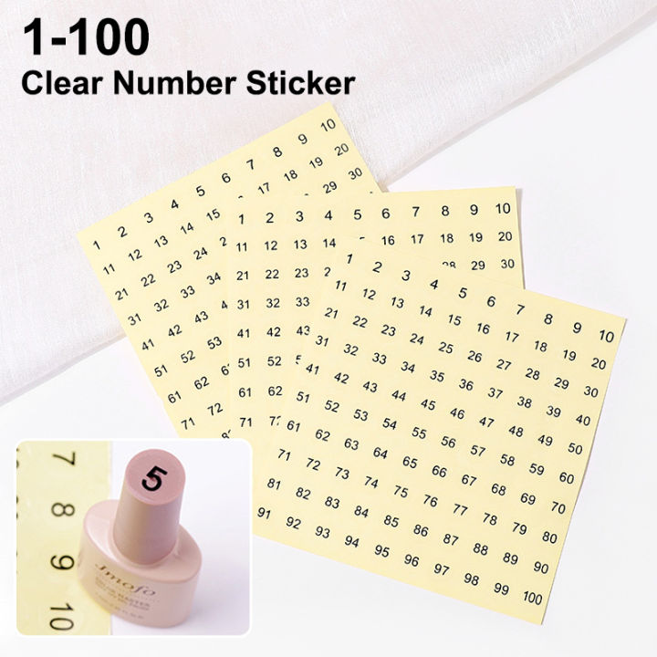 3Sheets 1-100 Clear Number Sticker Label For Nail Polish Color Gel ...