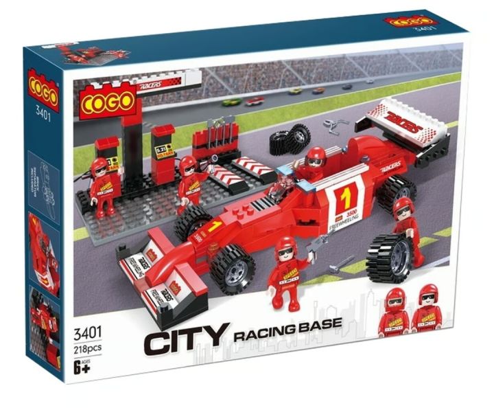 CoGo Racers Formula One F1 Pit Model Educational DIY Construction Brick ...
