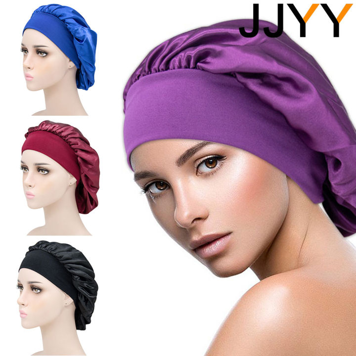 JJYY Adjust Solid Satin Bonnet Hair Styling Cap Long Hair Care Women ...
