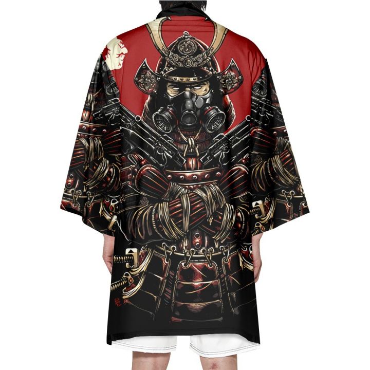 Men's Japanese Traditional Long Samurai Kimono Yukata Harajuku Black ...