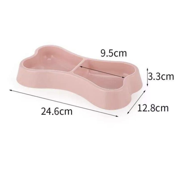 Cat & Dog Bone Shape Double Food Bowl 2 in 1 (Water & Dry Food) | Daraz.lk