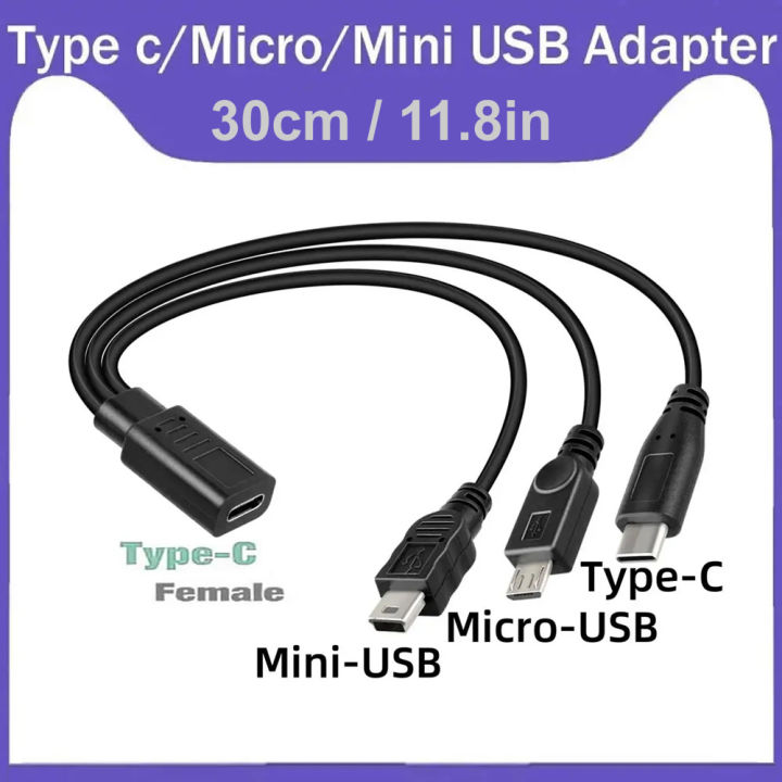 USB C Female to Mini USB/Type C/Micro USB Multiple Devices Charging ...
