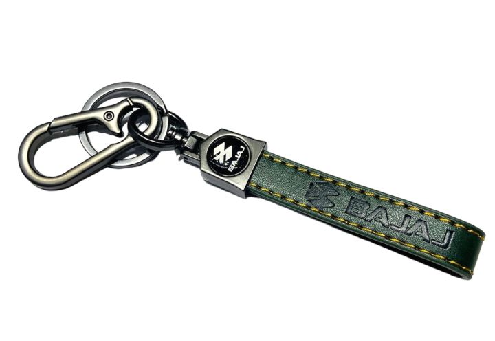 Bajaj Premium Silverline Stylish Leather Stripe Keychain Key Rings for ...