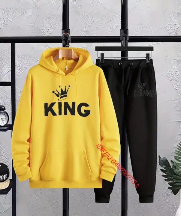 WINTER TRACKSUIT FOR MEN _ YELLOW AND BLACK HOODIE TROUSER SET TRENDY ...