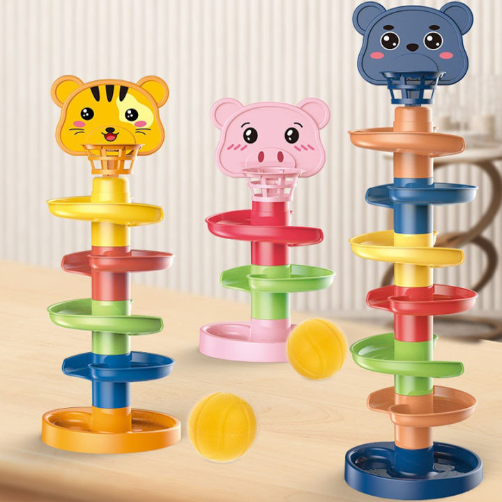 Montessori Toys Baby 0 12 24 36 Months Track Rolling Ball Push Pop ...