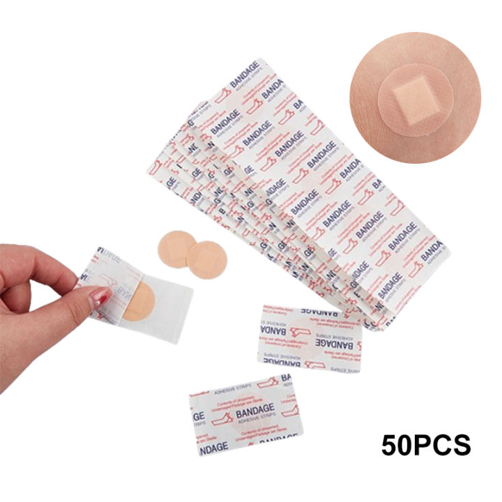 50Pcs Round First Aid Waterproof Healing Wounds Adhesive Bandage Band ...