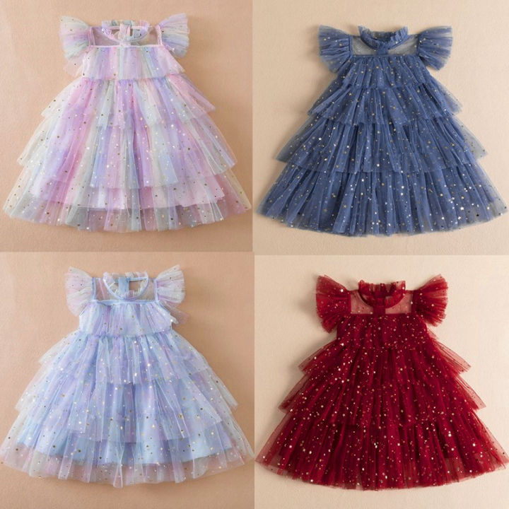 Sequin Princess Dress for Girl 3-8Y Fancy Kids Unicorn Rainbow Mesh ...