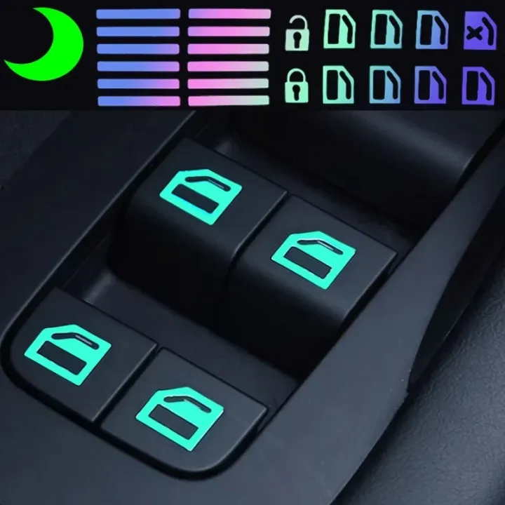 Car Window Lift Luminous Switch Button Sticker Door and Window Lift ...