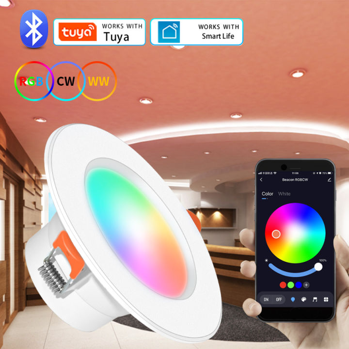 RGB Tuya LED Downlight Dimmable Spotlights Bluetooth Smart Ceiling Lamp ...