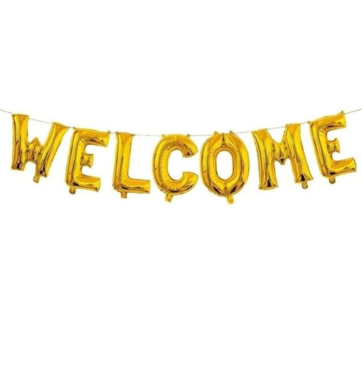 16 inch Gold Color Welcome Balloon Banner/Balloons Foil Letter Balloon ...