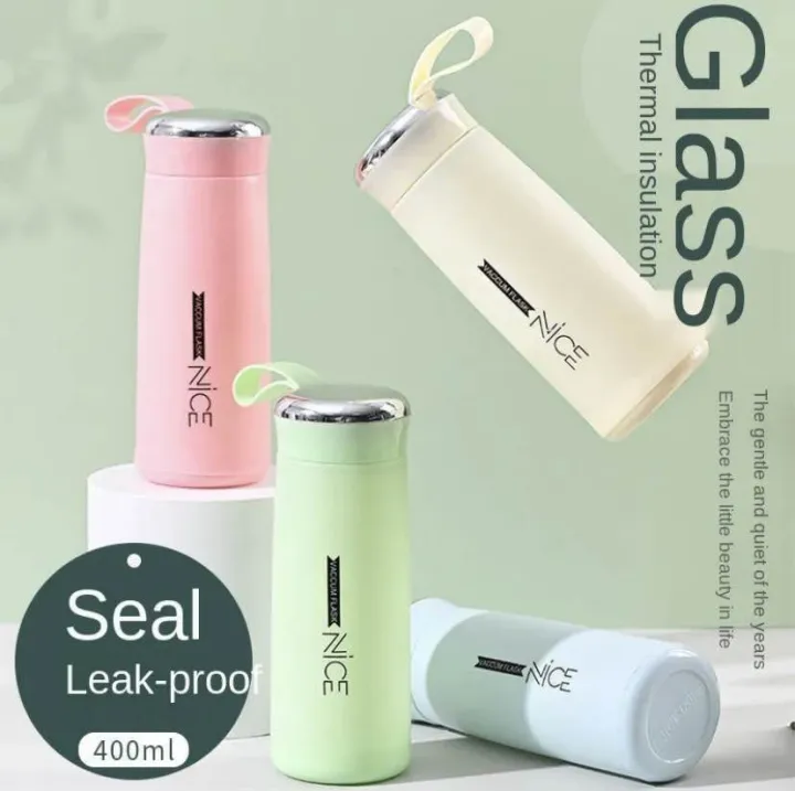 Cute Character Printed Glass Water Bottle For Kids-Double Layer-Outer ...