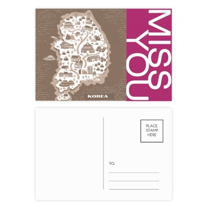 Korean Map Seoul and Busan Miss Postcard Set Thanks Card Mailing Side ...
