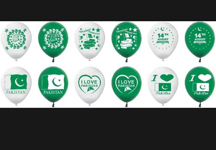 Pack of 50 Balloons | Green and white | 14 august balloons ...