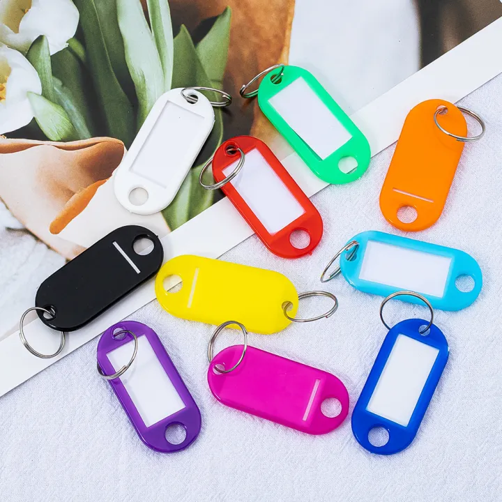 50pcs Colourful Plastic Key Chain Key Tags with Window For DIY Key ...