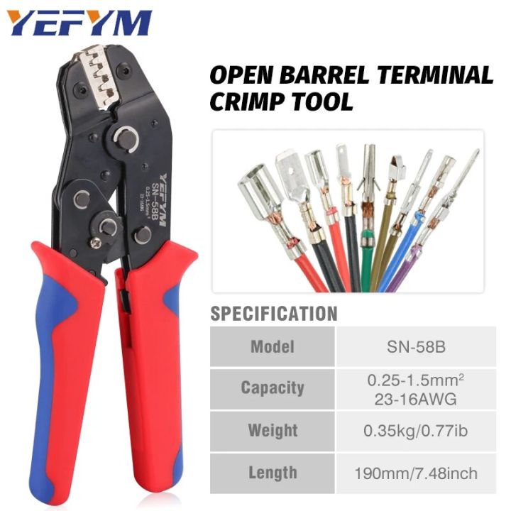 Non-insulated Open Barrel Crimping Tool SN-58B 23-16 AWG /0.25-1.5mm², Dupont Molex JST TE ...