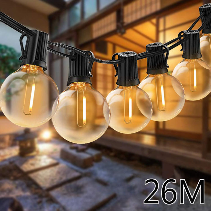 Outdoor String Lights LED Dimmable G40 Hanging Fairy Patio Garland Lamp ...
