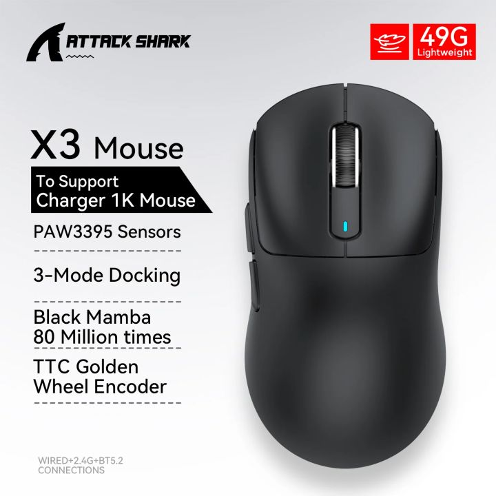 Attack Shark X3 Pro Wireless Lightweight Mouse PAW3395 26000PDI RGB ...