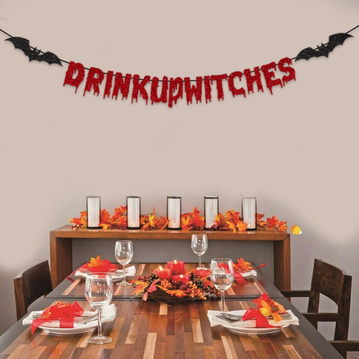 1pc Drink Up Witches Halloween Party Decoration Banner Pull Flag ...
