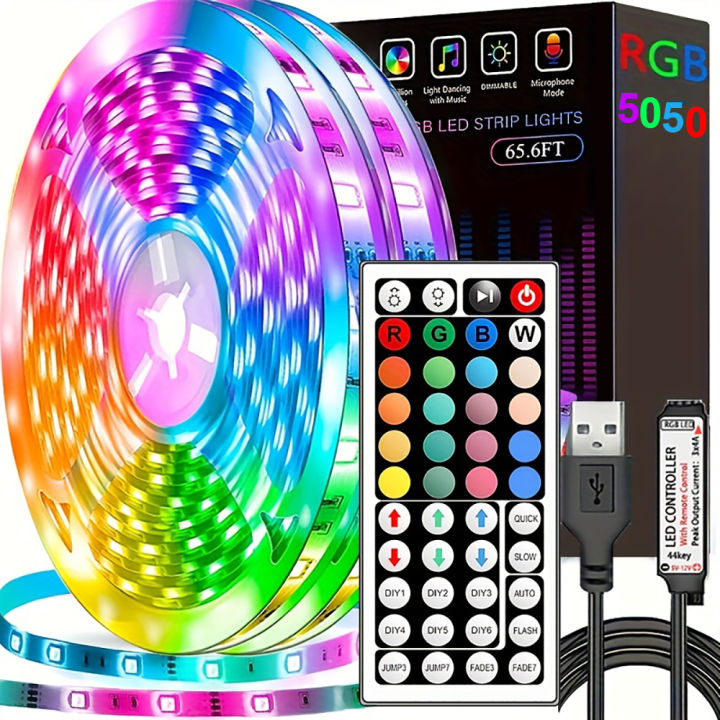 10m 20m Led Strip Lights with 44 Key Remote Control 5050 RGB Tape Led ...