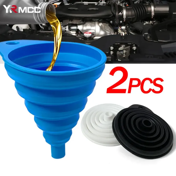 2Pcs Foldable Car Engine Funnel Silicone Liquid Funnel Washer Engine ...