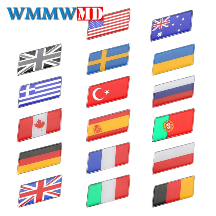 Car styling 3D metal Epoxy Flag Sticker National Flags Emblem Auto ...