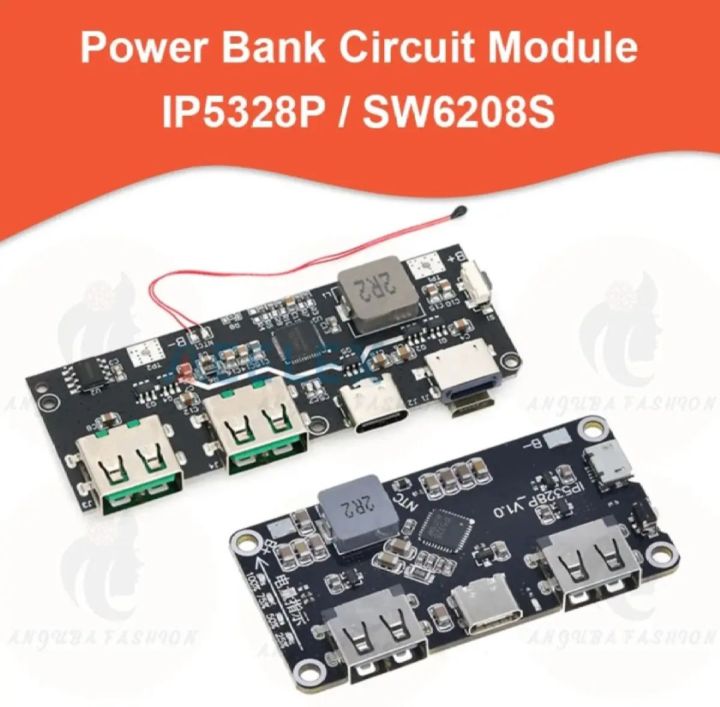 IP5328P Dual USB Power Bank Module Type-C 3.7V to 5V 9V 12V Step up ...