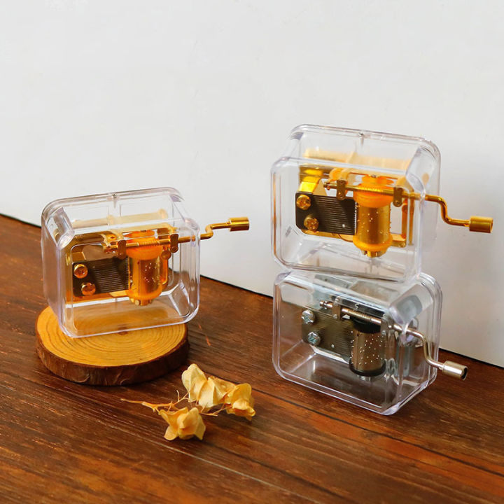 Hand Operated Music Box Mini Creative Acrylic Material Transparent ...